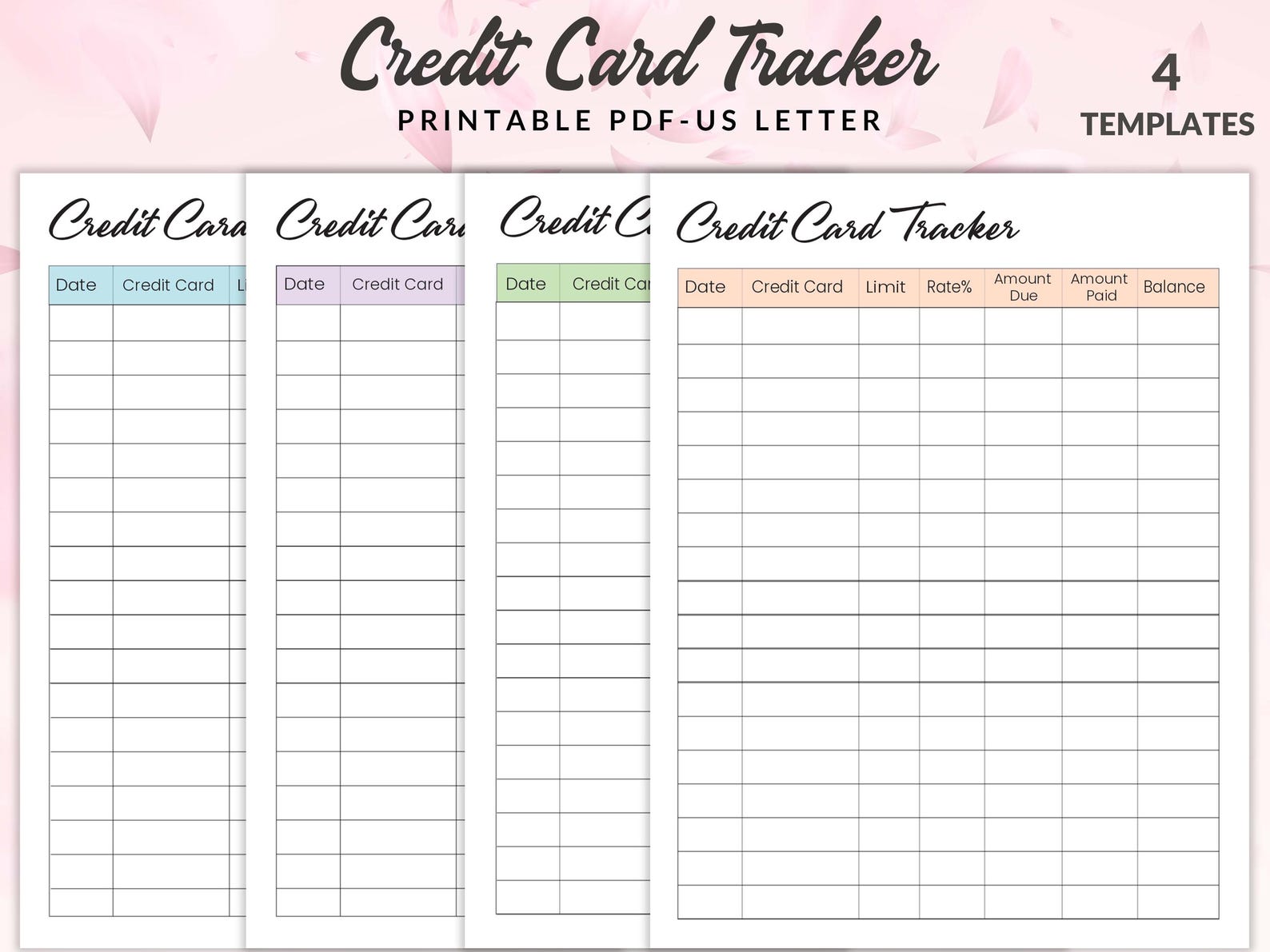 Credit Card Tracker Printable, Credit Card Payoff Tracker Printable ...