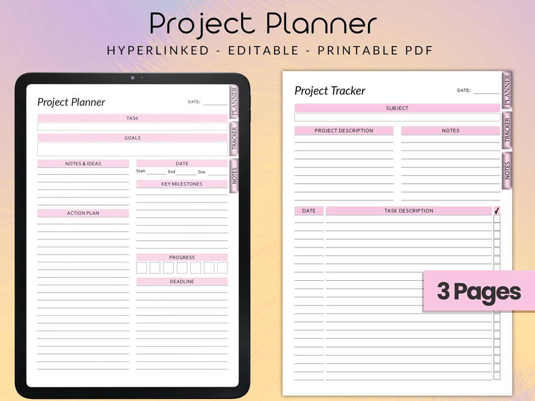 Simple Project Planner Printable, Productivity Planner, Task Tracker ...