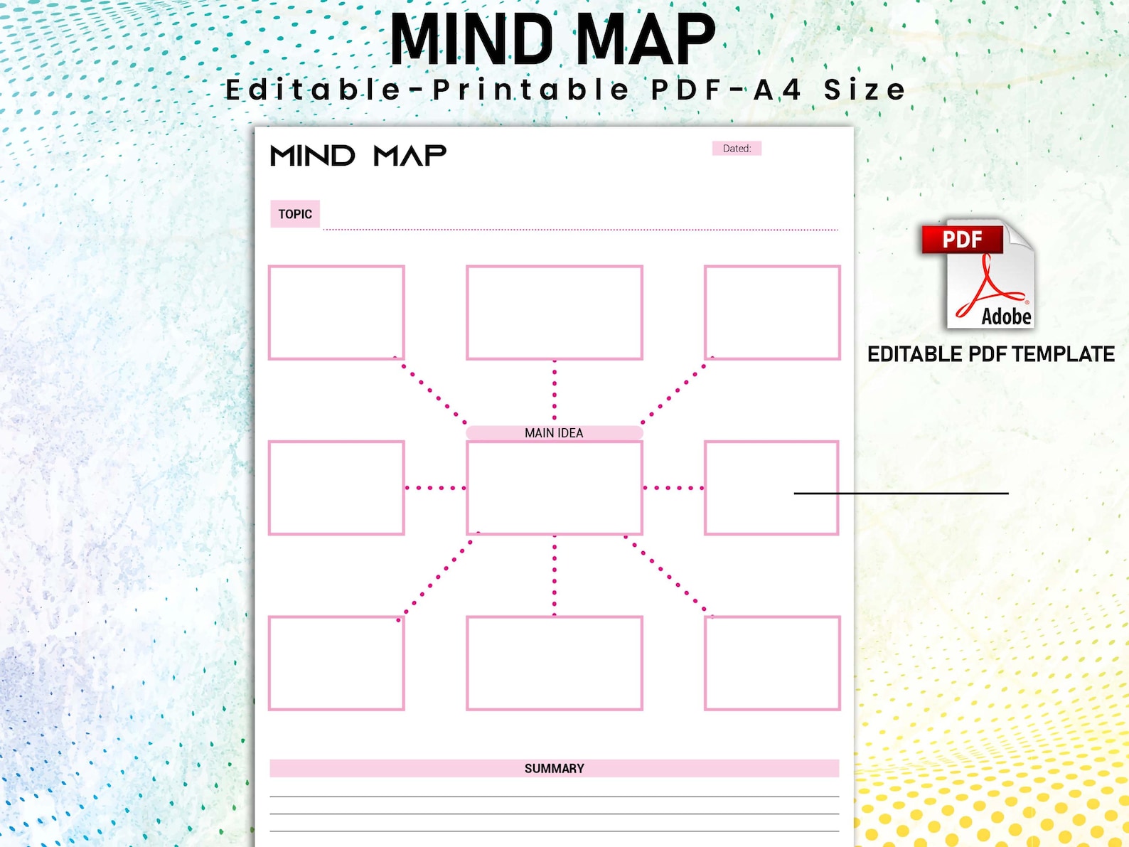 Mind Map Planner Template, Mind Map Template, Printable Mind Map ...