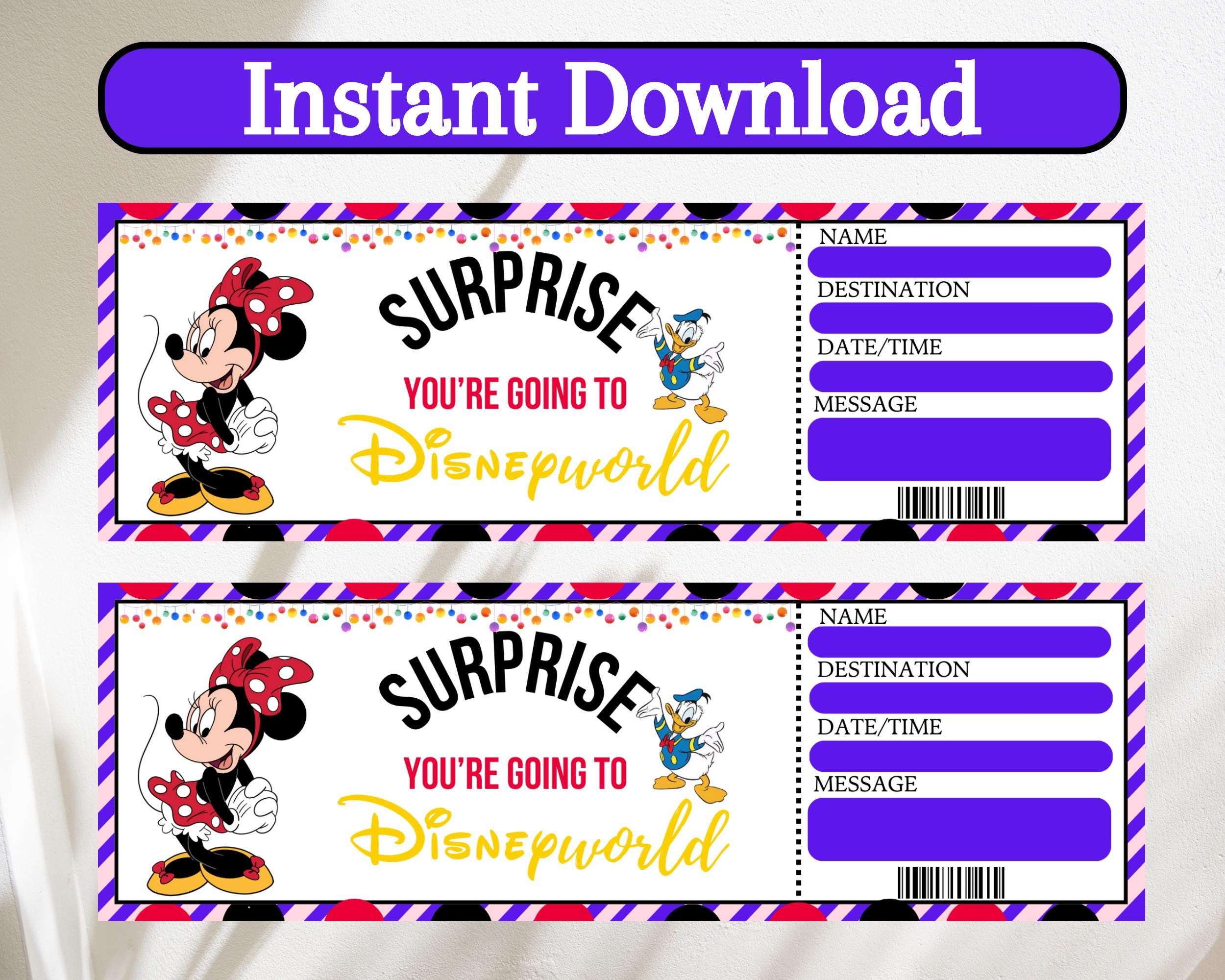 Printable Disneyland Surprise Trip Ticket Template, Surprise Reveal ...