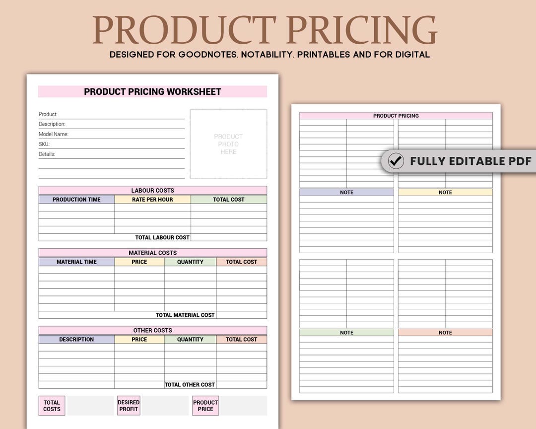 Product Pricing Sheet, Simple Product Pricing Printable,product Pricing ...