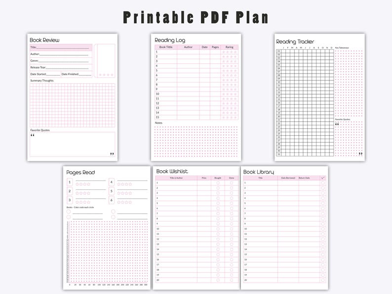 Reading Tracker-printable Journal Page - Planner Page - Book Journal ...