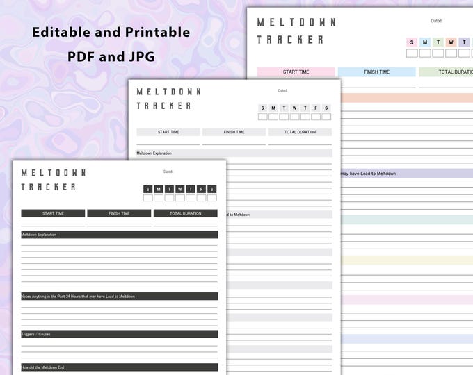 Meltdown and Behaviour Tracker Templates L Behaviour Monitoring ...