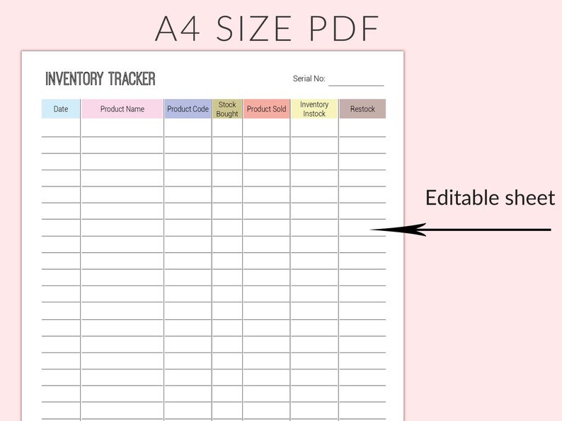 Inventory Tracker Printable, Inventory Management Form, Inventory Sheet ...