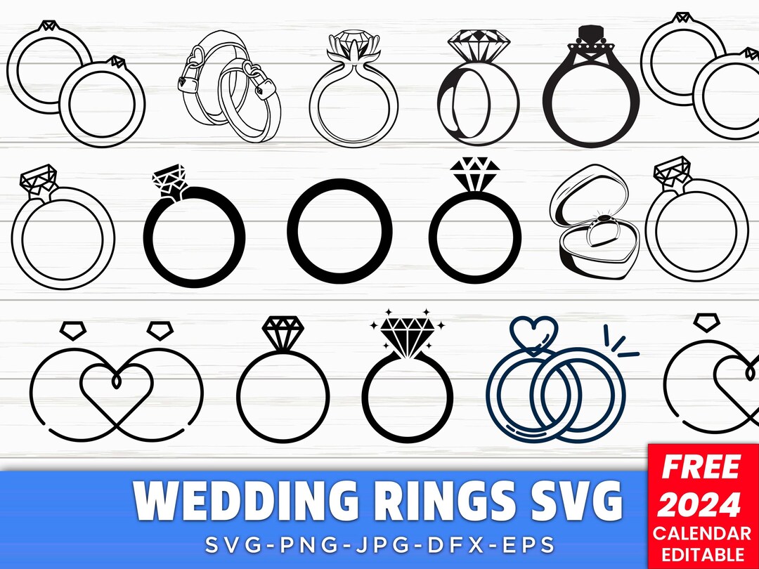 Wedding Ring SVG Files, Engagement Ring SVG Vector Files, Groom and ...