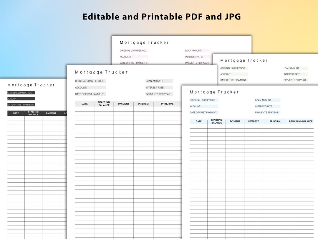 Mortgage Tracker Printable, Mortgage Tracker, Mortgage Payment Tracker ...