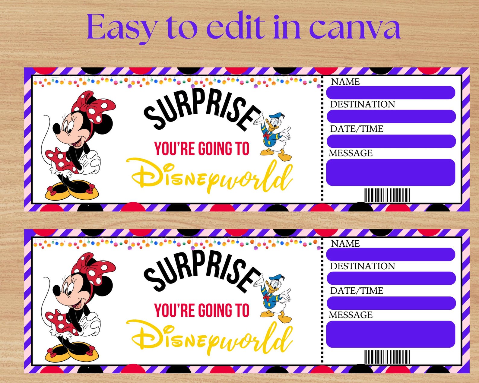 Printable Disneyland Surprise Trip Ticket Template, Surprise Reveal ...