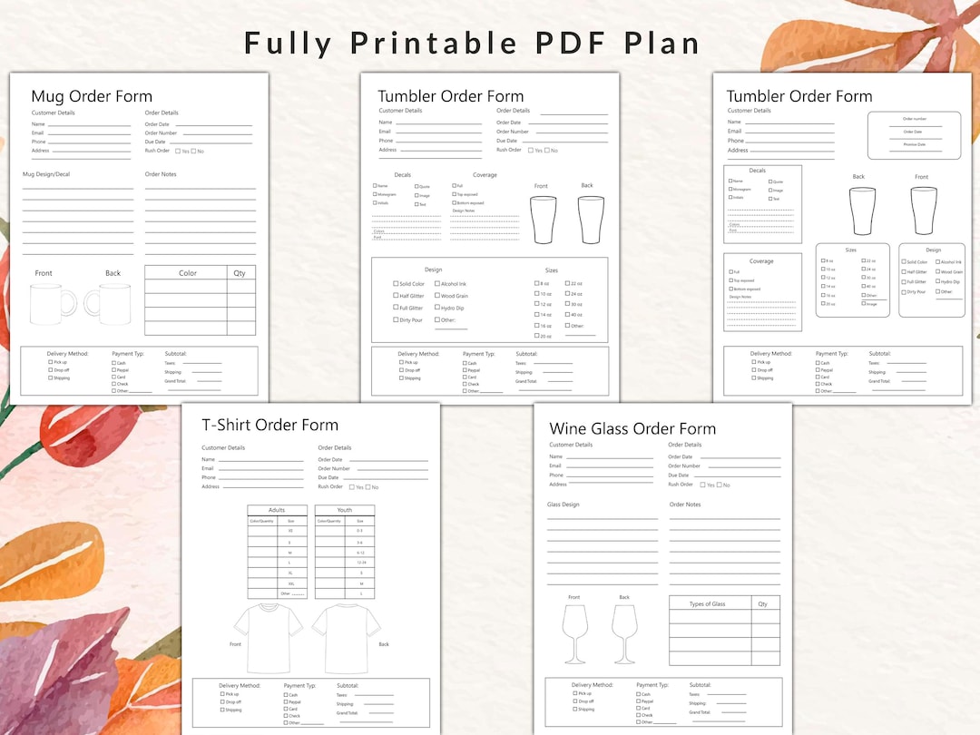 15 Order Forms Printable Bundle, Order Forms Bundle, Small Business ...