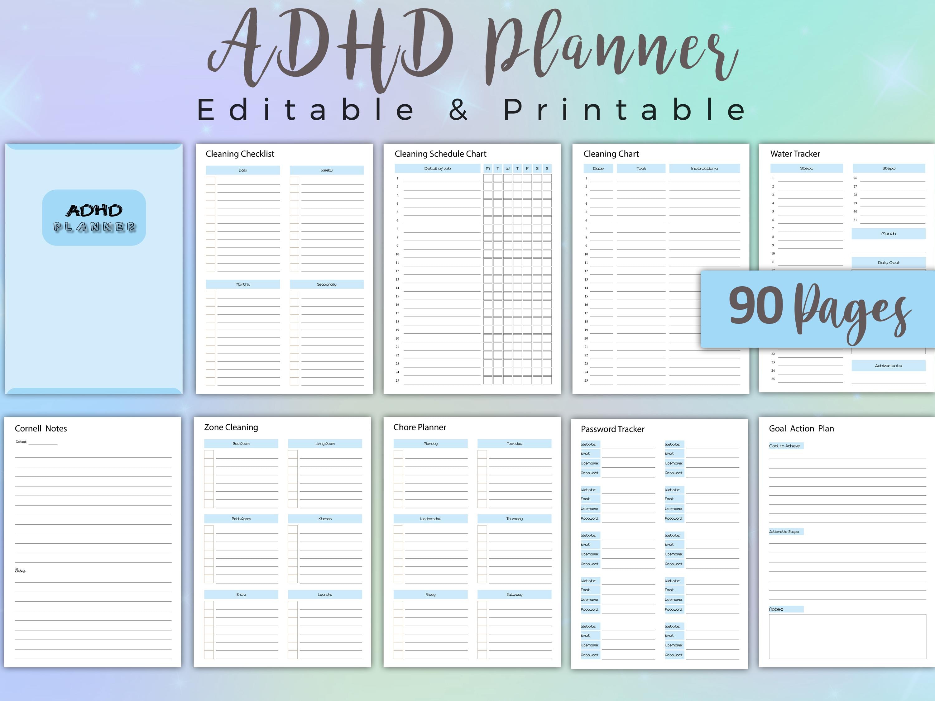 Adhd Planner Adult Printable Adhd Planner, Adhd Planner Adult for Work ...