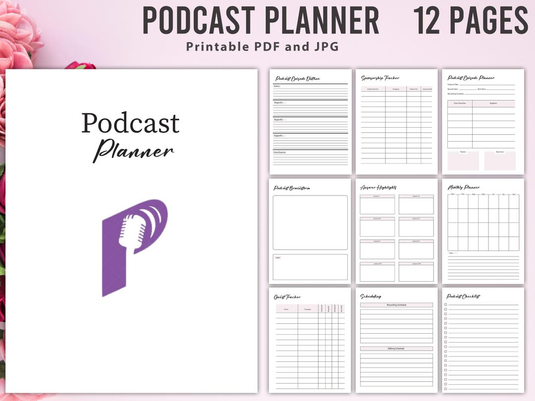 Podcast Planner, Printable Podcast Planner, Podcast Episode Tracker ...