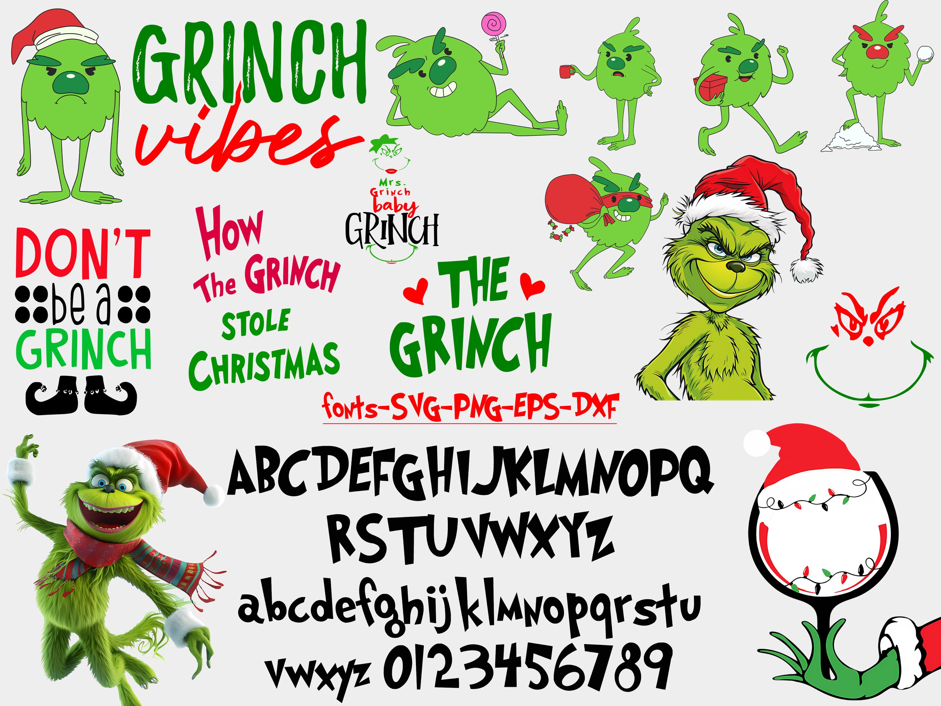 Grinch Font Svg Png Bundle, Grinch Hand Face Png, Green Font Bundle ...