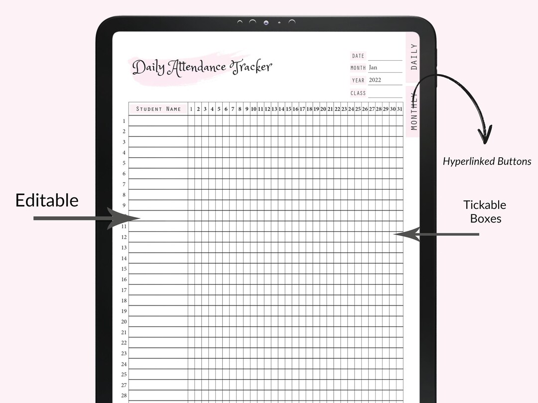 Monthly Attendance Sheet, Attendance Sheet 2022 to 2030, Attendance ...