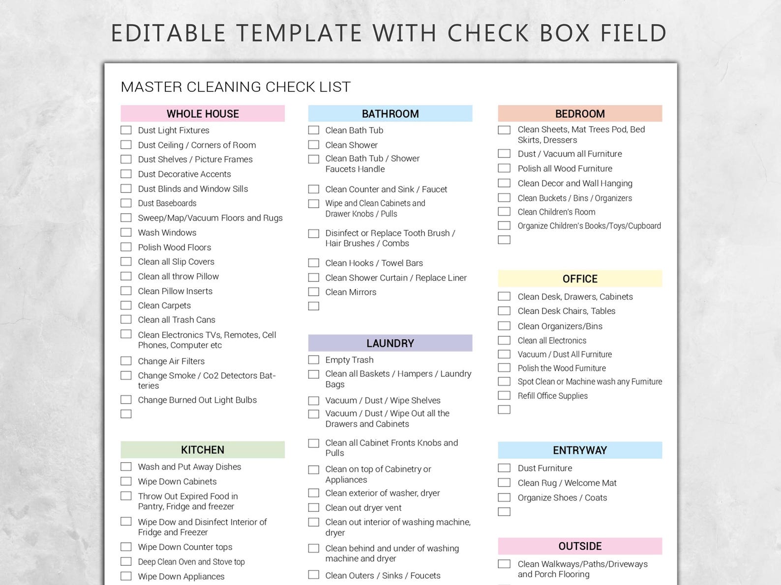 Printable Master Cleaning Checklist, Cleaning Planner, Home Cleaning ...