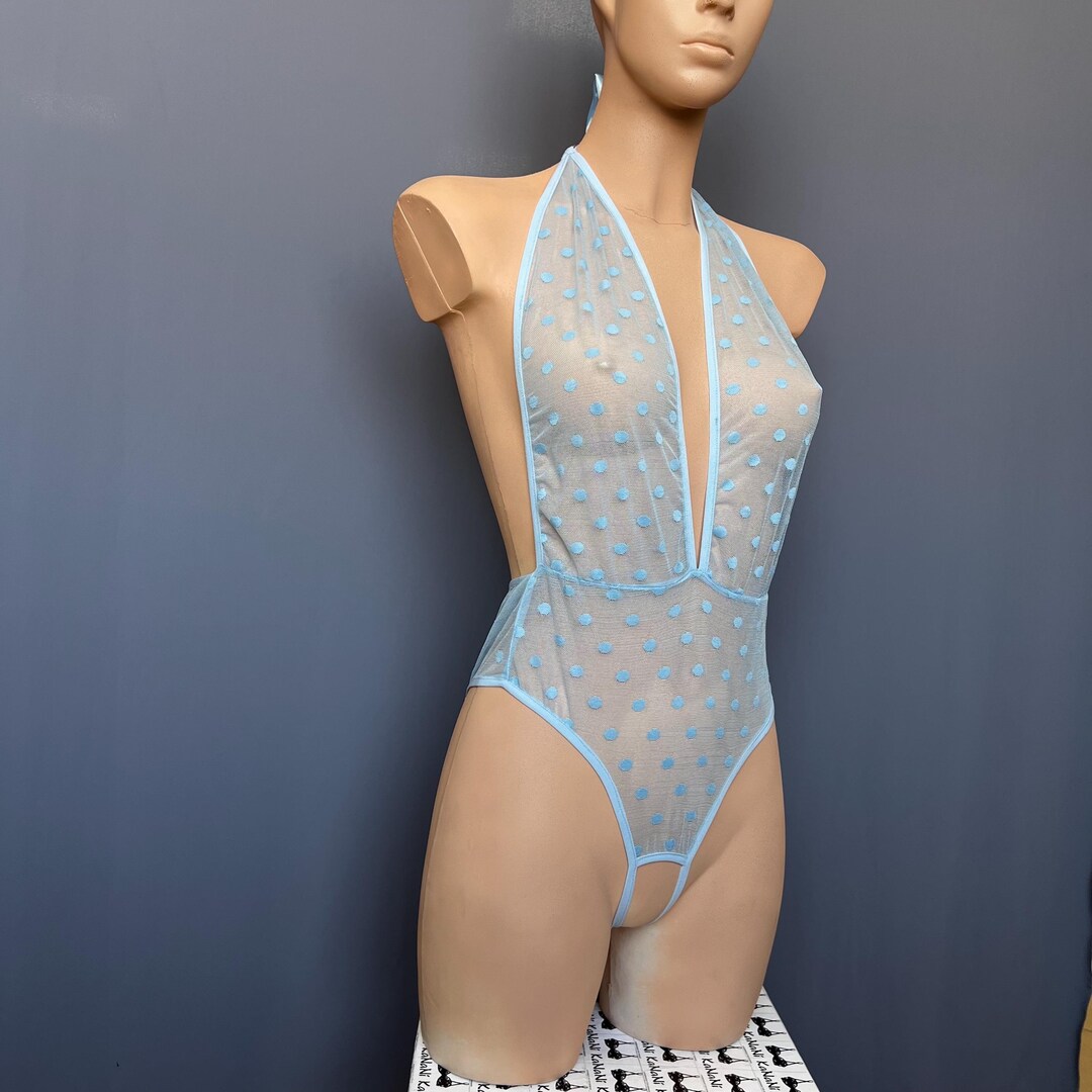 Open Crotch Bodysuit Lingerie Open Butt Sheer Mesh Bodysuit Sexy
