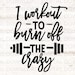 I Work Out to Burn off the Crazy, SVG, Digital Download, Cricut, SVG ...