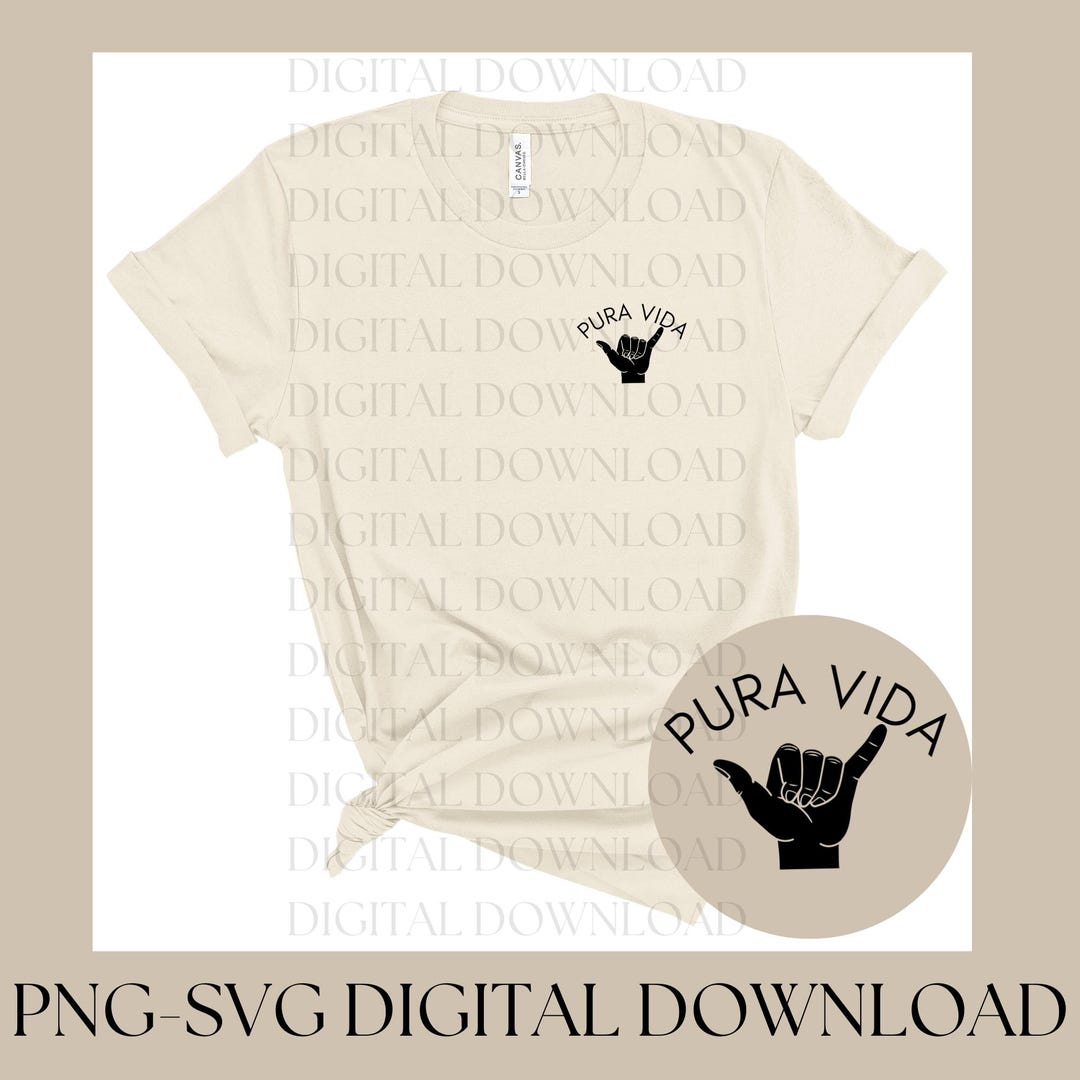 Costa Rica Pura Vida Shaka Hand PNG SVG Digital Download, Cut File ...