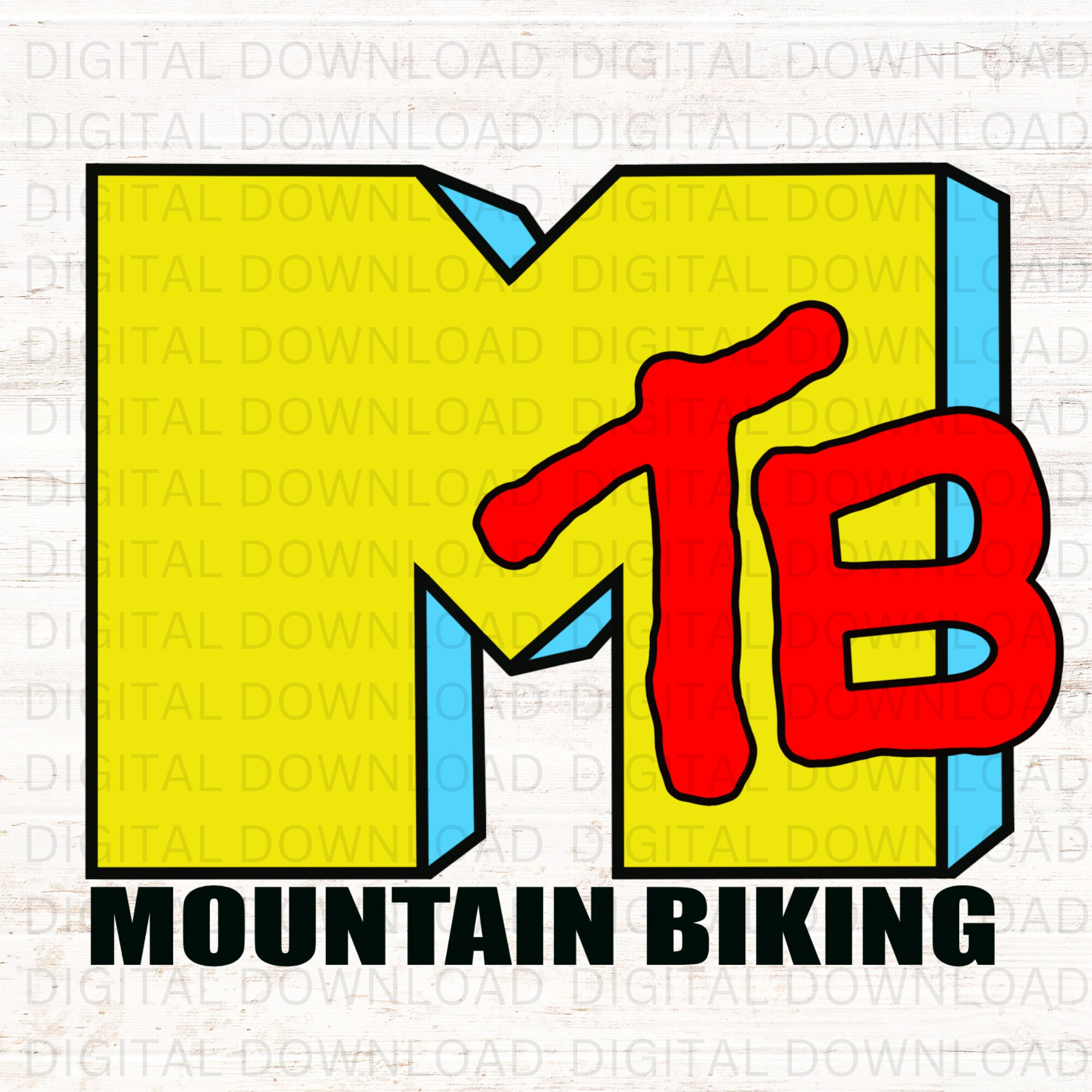 MTB, Mountain Bike Retro Logo, PNG, Digital Download, Sublimation ...
