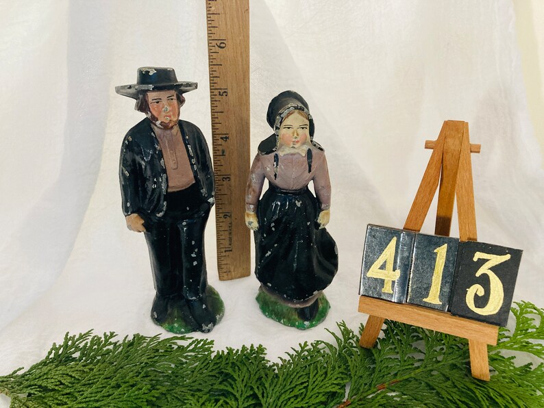 413 Antique Folk Art Amish Couple Rare Cast Iron Amish Man - Etsy