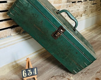Vintage Green Metal Tool Box, Christmas Decor, Farmhouse Decor, Vintage ...