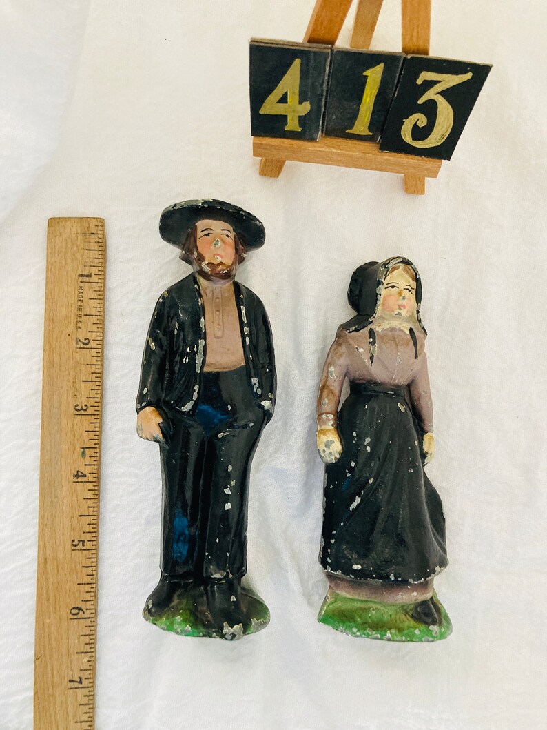 413 Antique Folk Art Amish Couple Rare Cast Iron Amish Man - Etsy