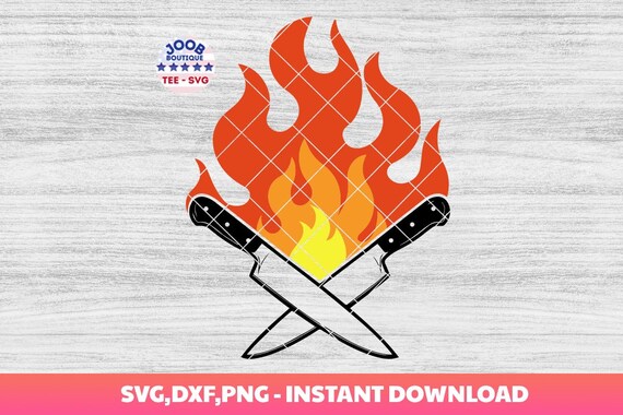 Fire Flames Cross Knives Svg Chef Knife Decal Flaming Cross - Etsy Ireland