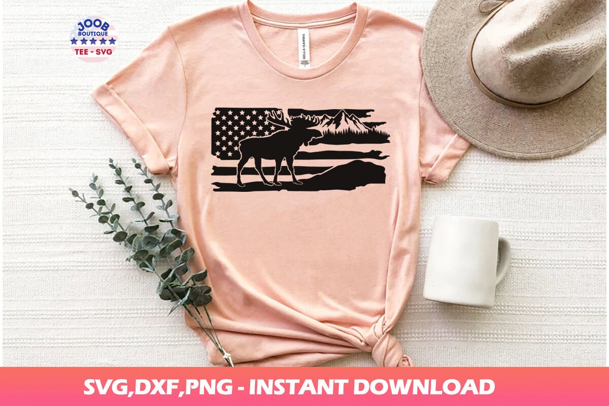 Moose USA Flag Svgus Terrain Pngmoose and Mountains Moose - Etsy