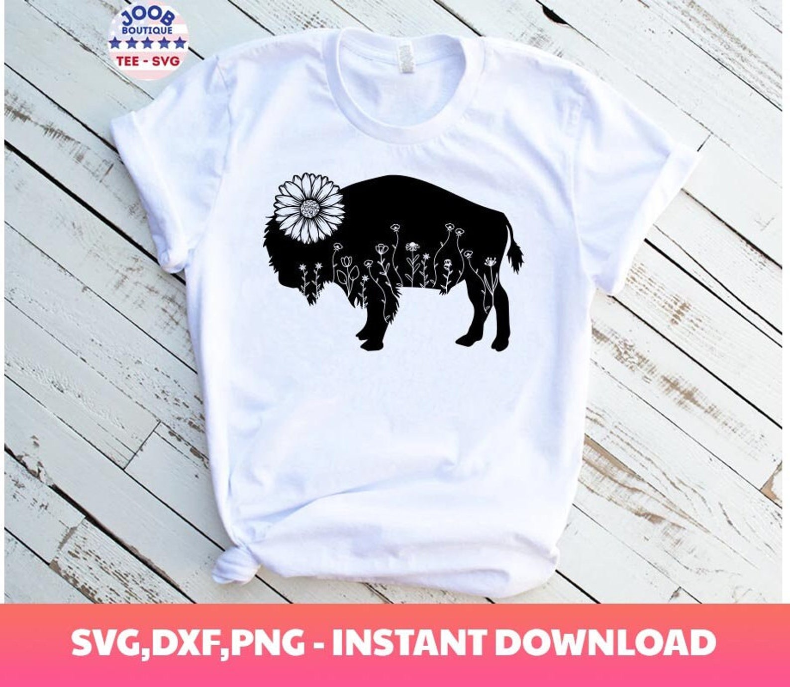 Wildflower Buffalo Svg, Daisy Bison Svg, Floral Buffalo SVG, Floral ...