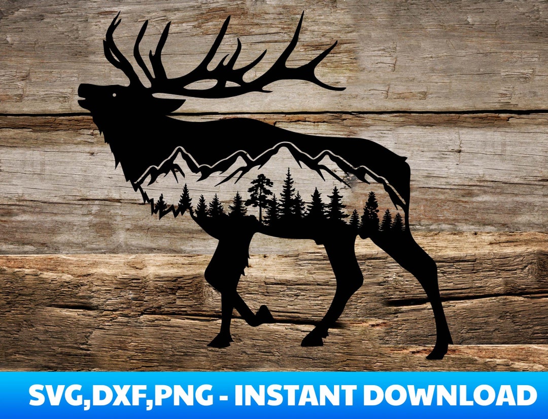 Elk Antler Forest SVG, Elk and Mountains, Adventure, Cut Files for ...