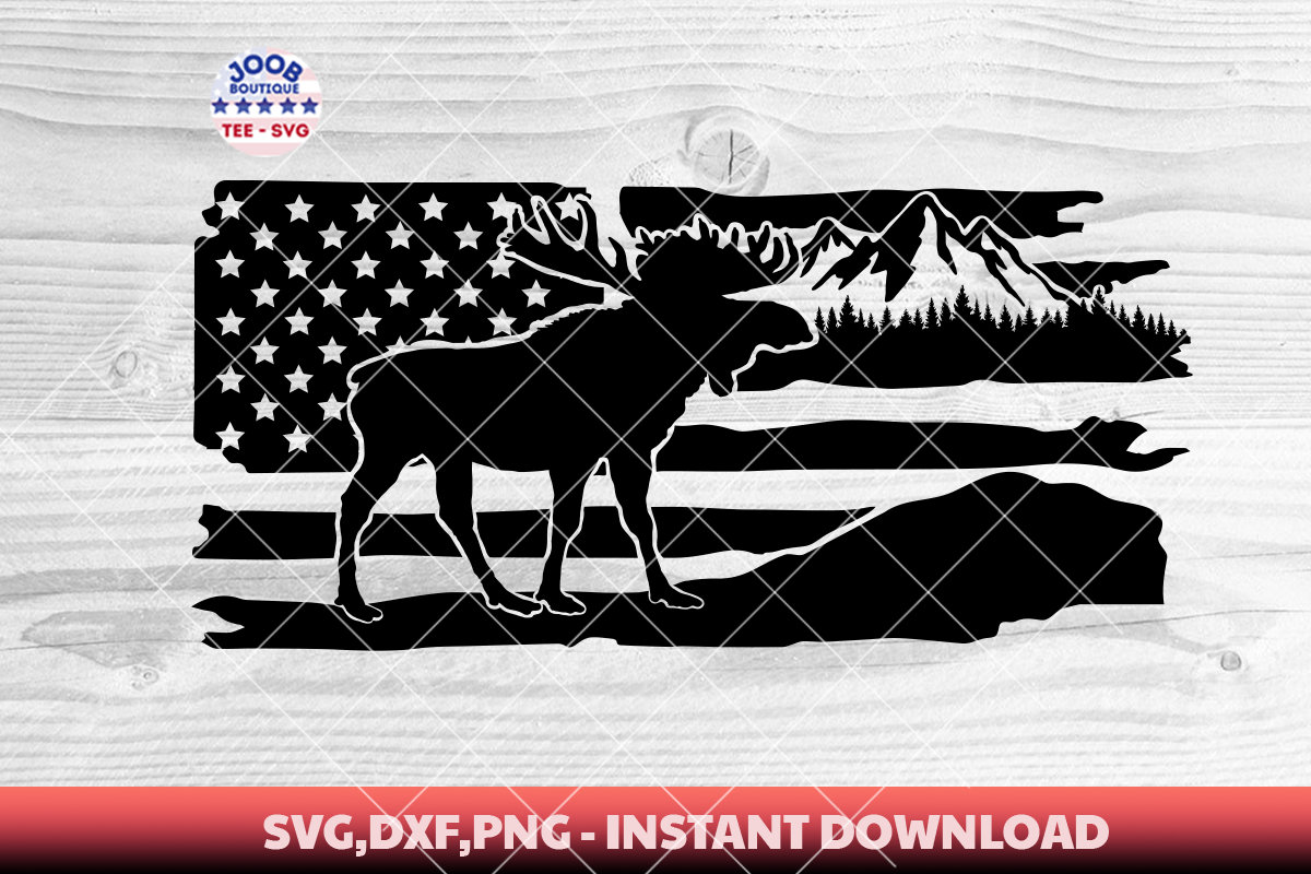 Moose USA Flag Svgus Terrain Pngmoose and Mountains Moose - Etsy
