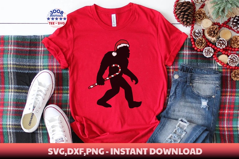 Bigfoot Christmas Candy Cane Svg, Christmas Tree Svg,bigfoot Quote SVG ...