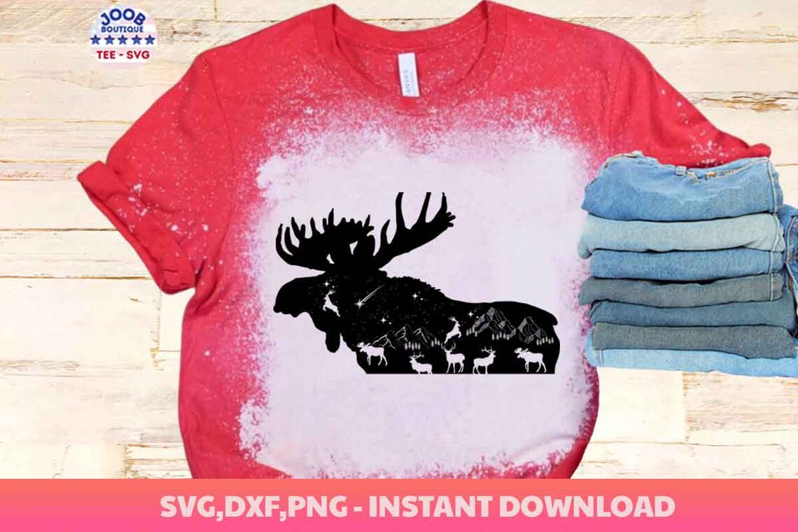 Moose in Forest Svg, Moose and Mountains, Moose Scene Svg, Forest Scene ...