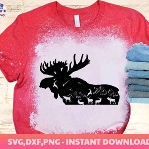 Moose in Forest Svg, Moose and Mountains, Moose Scene Svg, Forest Scene ...