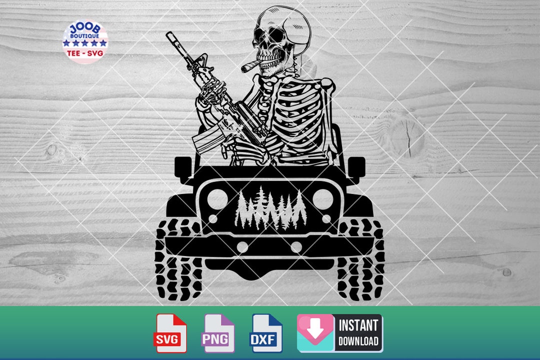 American Offroad Military Skeleton Guns Svg,retro Skull Lover Svg ...