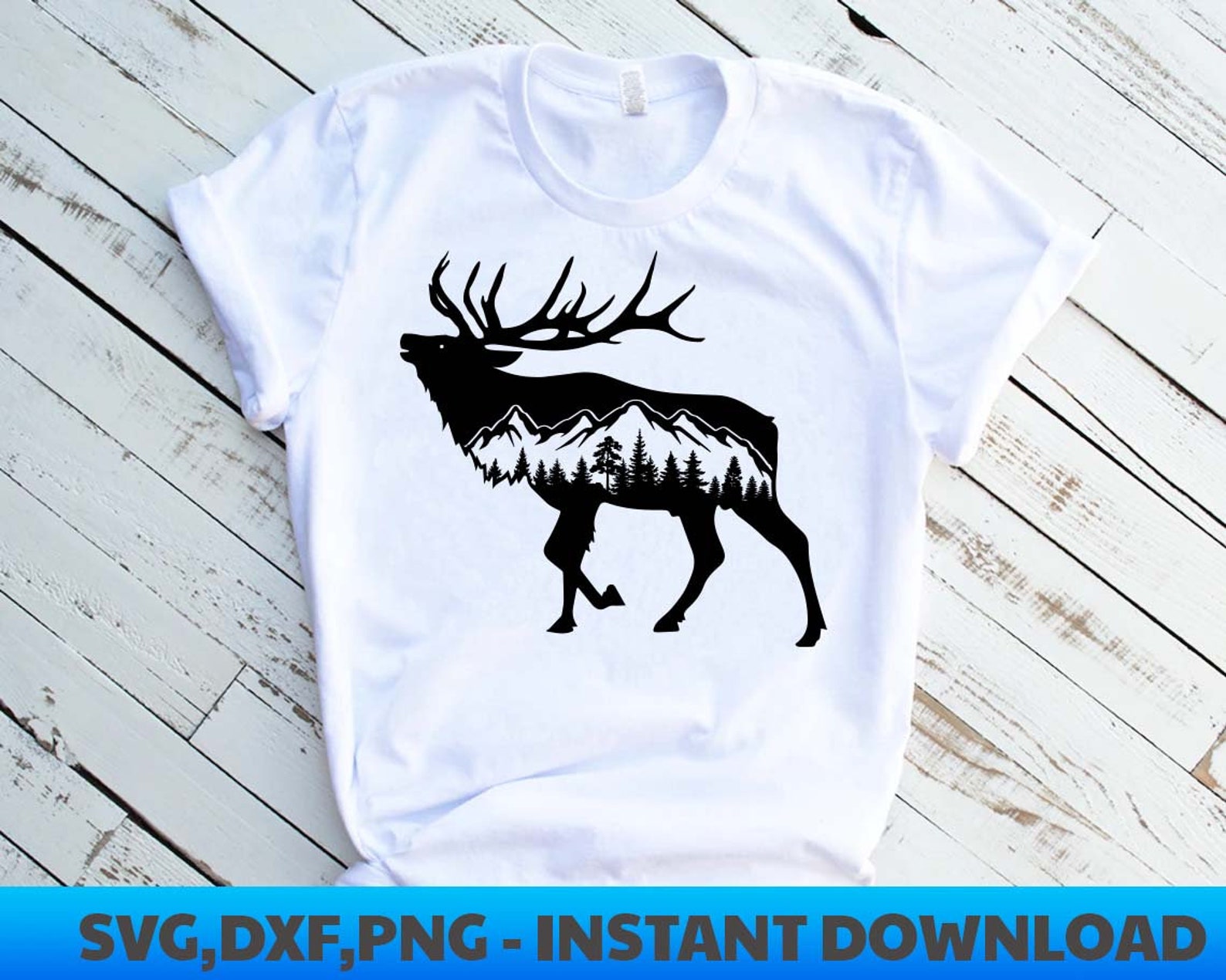 Elk Antler Forest SVG Elk and Mountains Adventure Cut Files - Etsy