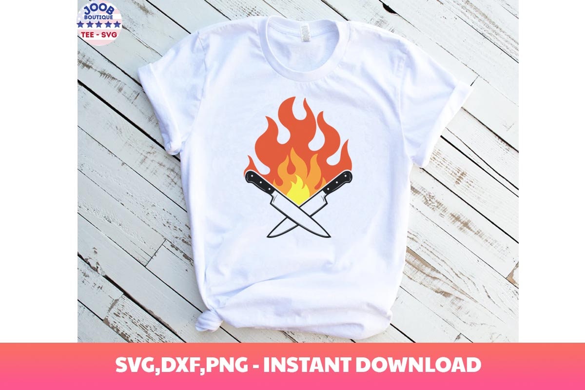 Fire Flames Cross Knives Svg Chef Knife Decal Flaming Cross - Etsy