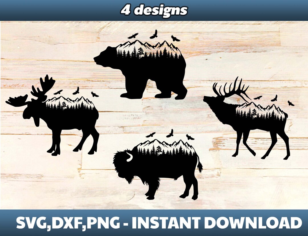 Animals Wilderness Bundle Svg,animals Mountains Svg, Adventure, Forest ...