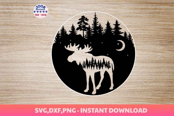 Moose in Forest Svg Moose Outdoor Svg Moose Scene Svg - Etsy