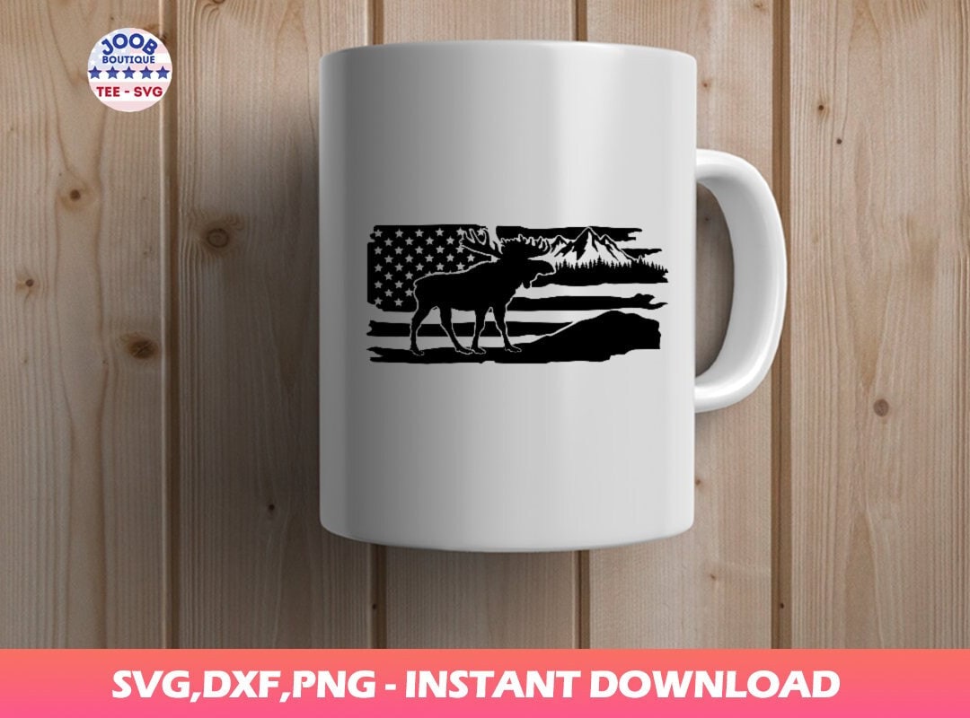 Moose USA Flag Svgus Terrain Pngmoose and Mountains Moose - Etsy
