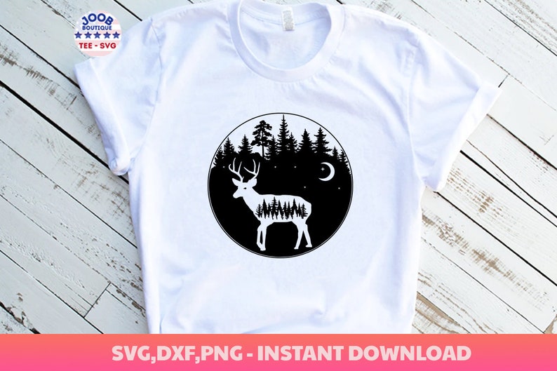 Buck in Forest Svg Buck Outdoor Svg Buck Scene Svg Forest - Etsy