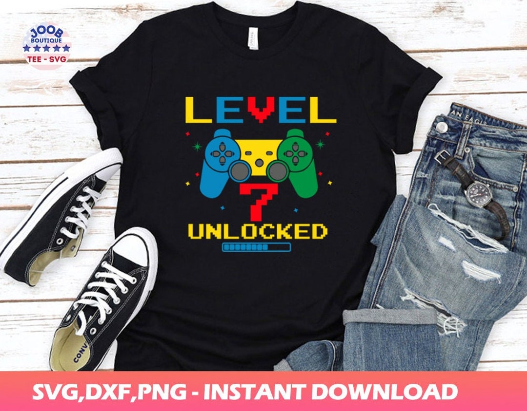 Level 7 Unlocked Birthday Boys Girls Svg, 7th Birthday Boy Gamer, 7 ...