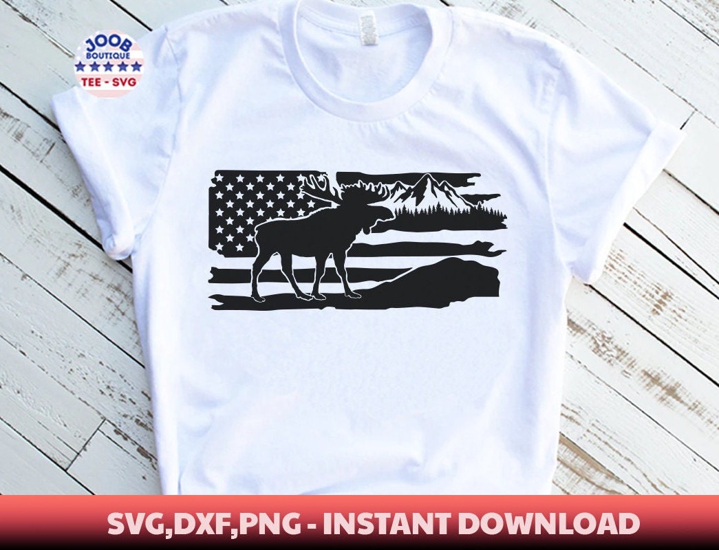 Moose USA Flag Svgus Terrain Pngmoose and Mountains Moose - Etsy