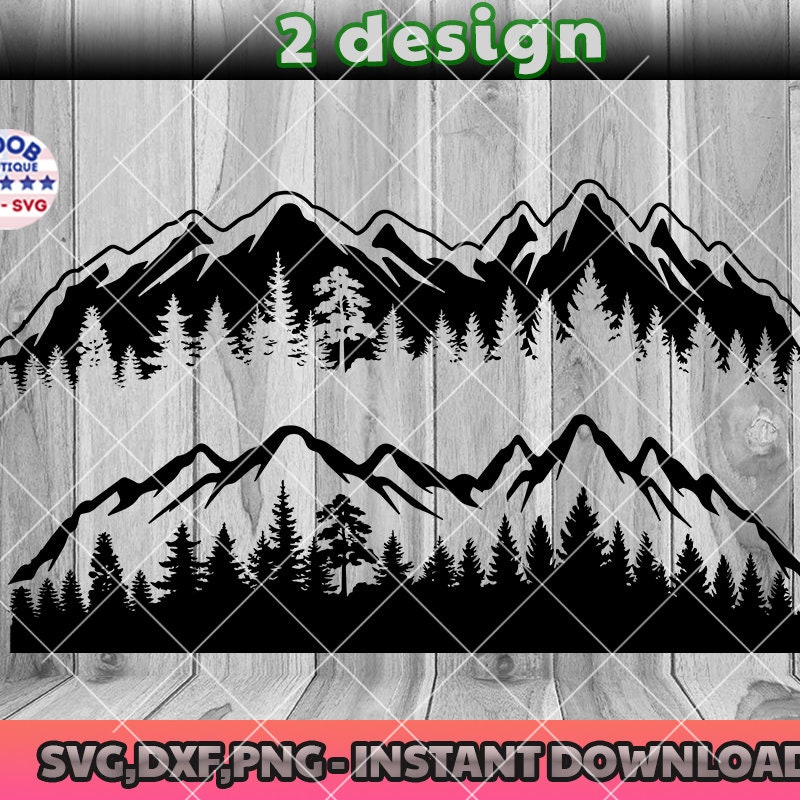 Mountains With Trees Svg - Etsy