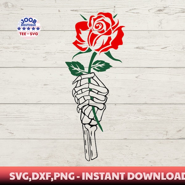 Skeleton and Rose Svg - Etsy