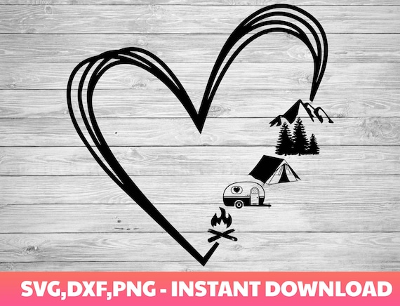 Camping Heart SVG Love to Camp Distressed Heart Heart - Etsy
