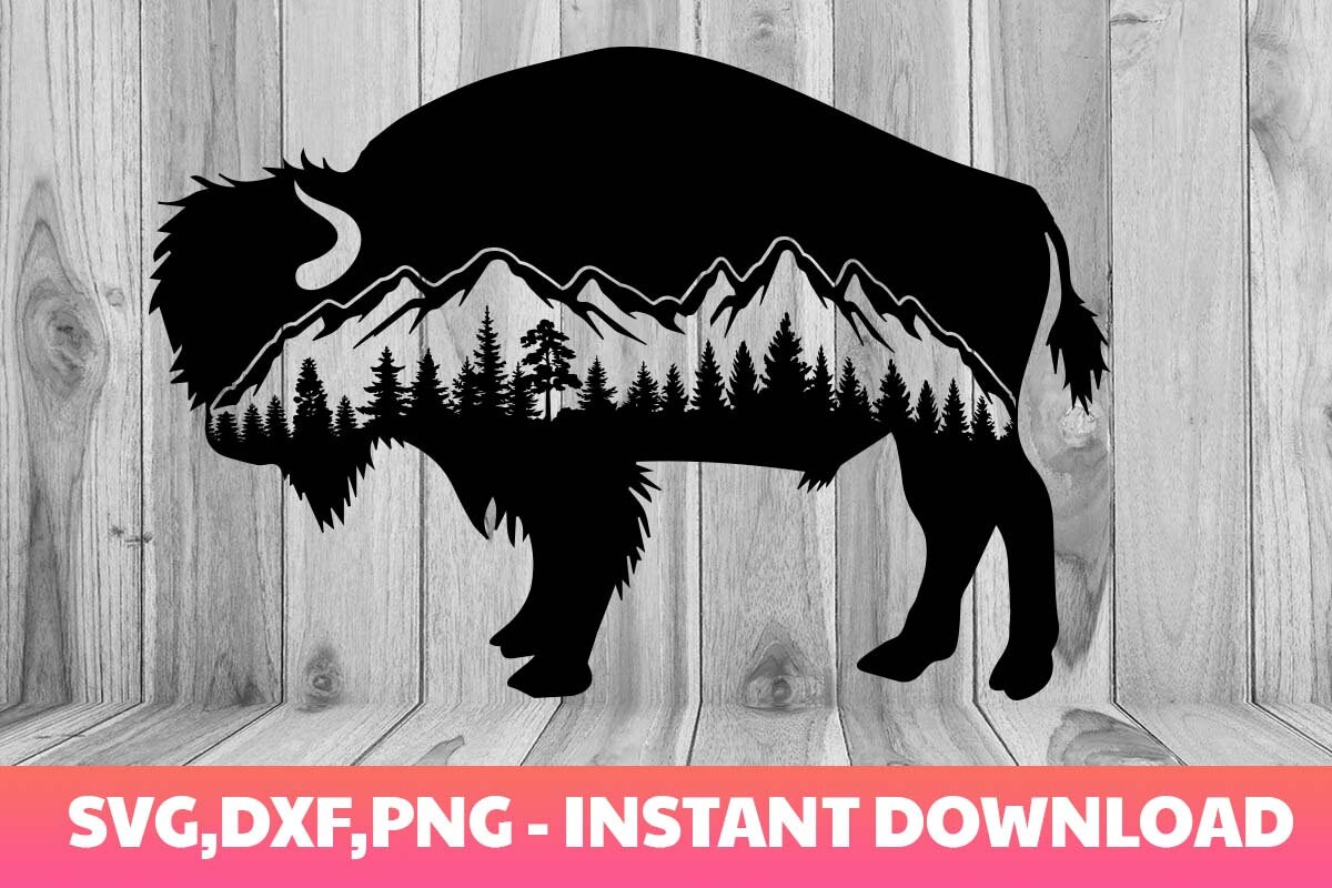 Buffalo Forest Svg Mountains Svg Eagle Forest Svg Bison and - Etsy
