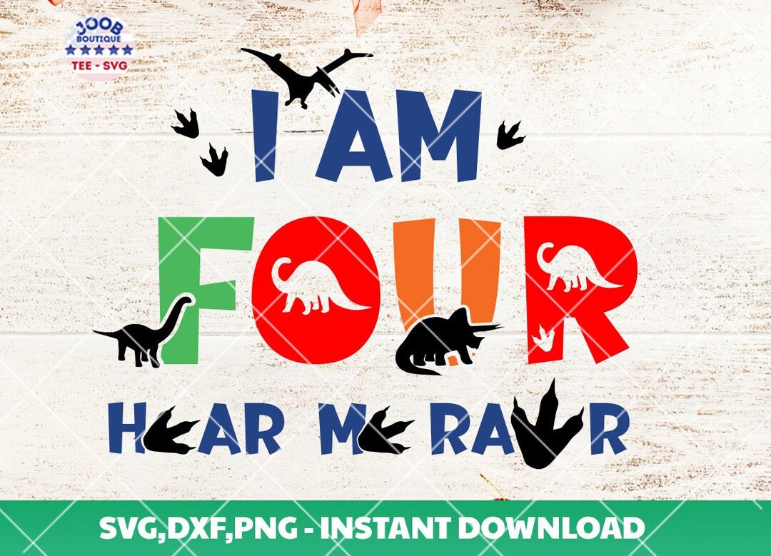 Dinosaur Fourth Birthday Design Svg,four-a-saurus Svg,dino 4 Svg ...