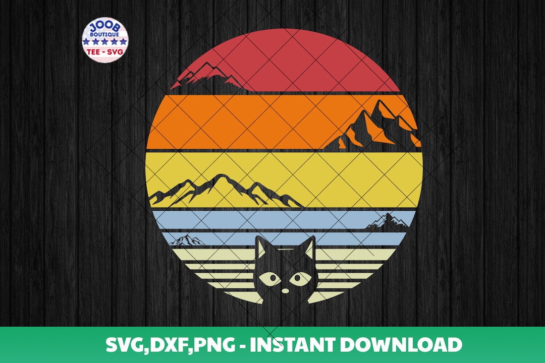Cat Retro Svg, Vintage Sunset Svg, Sunset Vintage Svg, Cat Love Gift ...