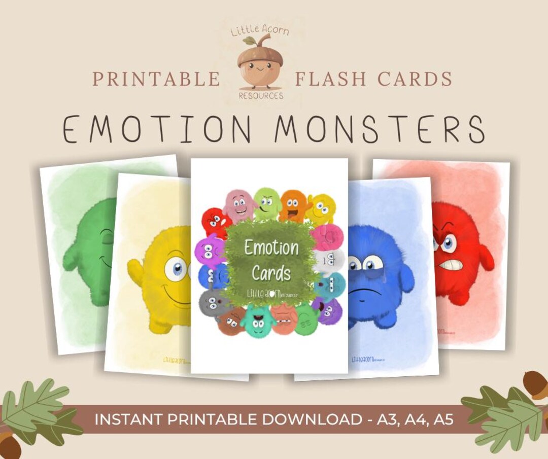 Emotion Monster - 16 Printable Feeling Cards- Nursery and Preschool ...