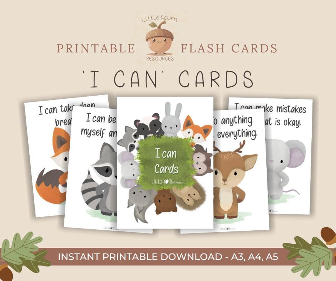 I Can Cards Woodland Creatures- 10 Printable 'I Can' Cards- Nursery and ...