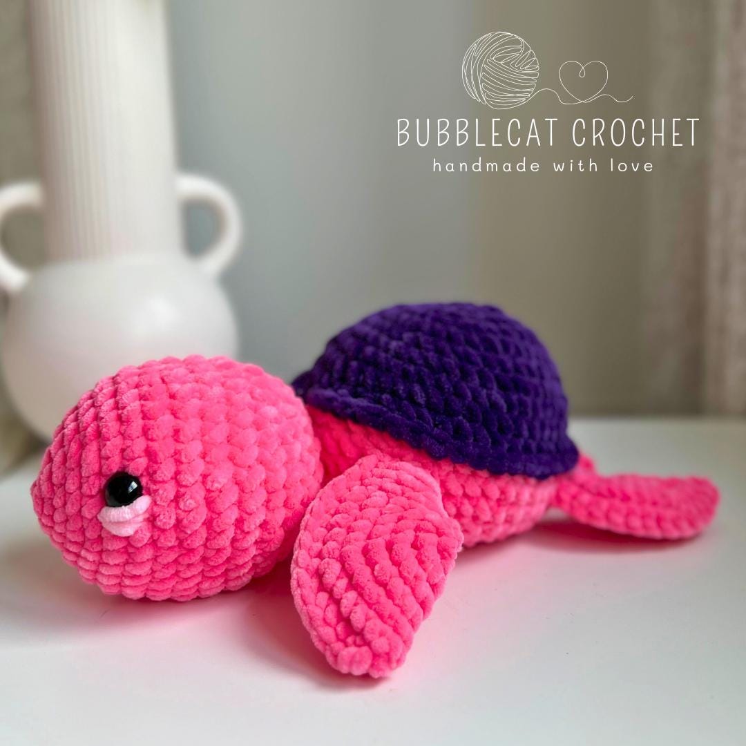Handmade to Order Cute Crochet Turtle Plushie Soft Toy Turtle Cuddly ...